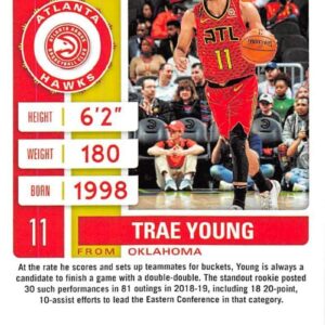 2019-20 Panini Contenders Season Ticket #1 Trae Young Atlanta Hawks NBA Basketball Trading Card