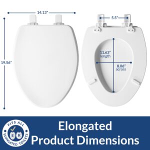 BEMIS 1600E4 390 Ashland Toilet Seat with Slow Close, Never Loosens and Provide the Perfect Fit, ELONGATED, Enameled Wood, Cotton White