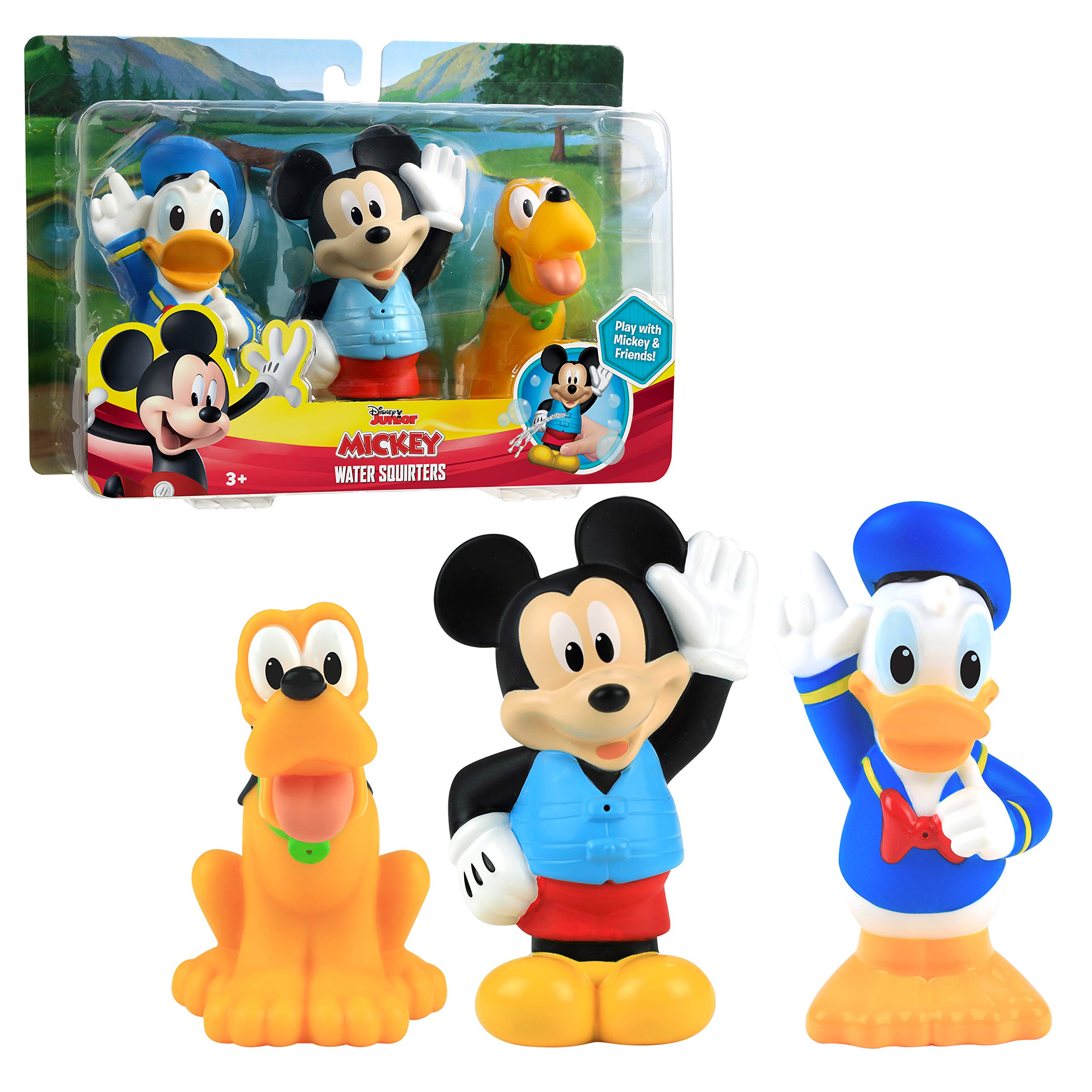 Disney Junior Mickey Mouse Bath Toy Set, Includes Mickey Mouse, Donald Duck, and Pluto Water Toys, Kids Toys for Ages 3 Up by Just Play