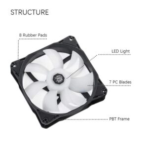 Bitspower Notos 120mm Case Fan, DRGB Computer Fan PWM PC Cooling Fan LED High Airflow 5V 3-pin Addressable RGB 1800 RPM (1 Pack)