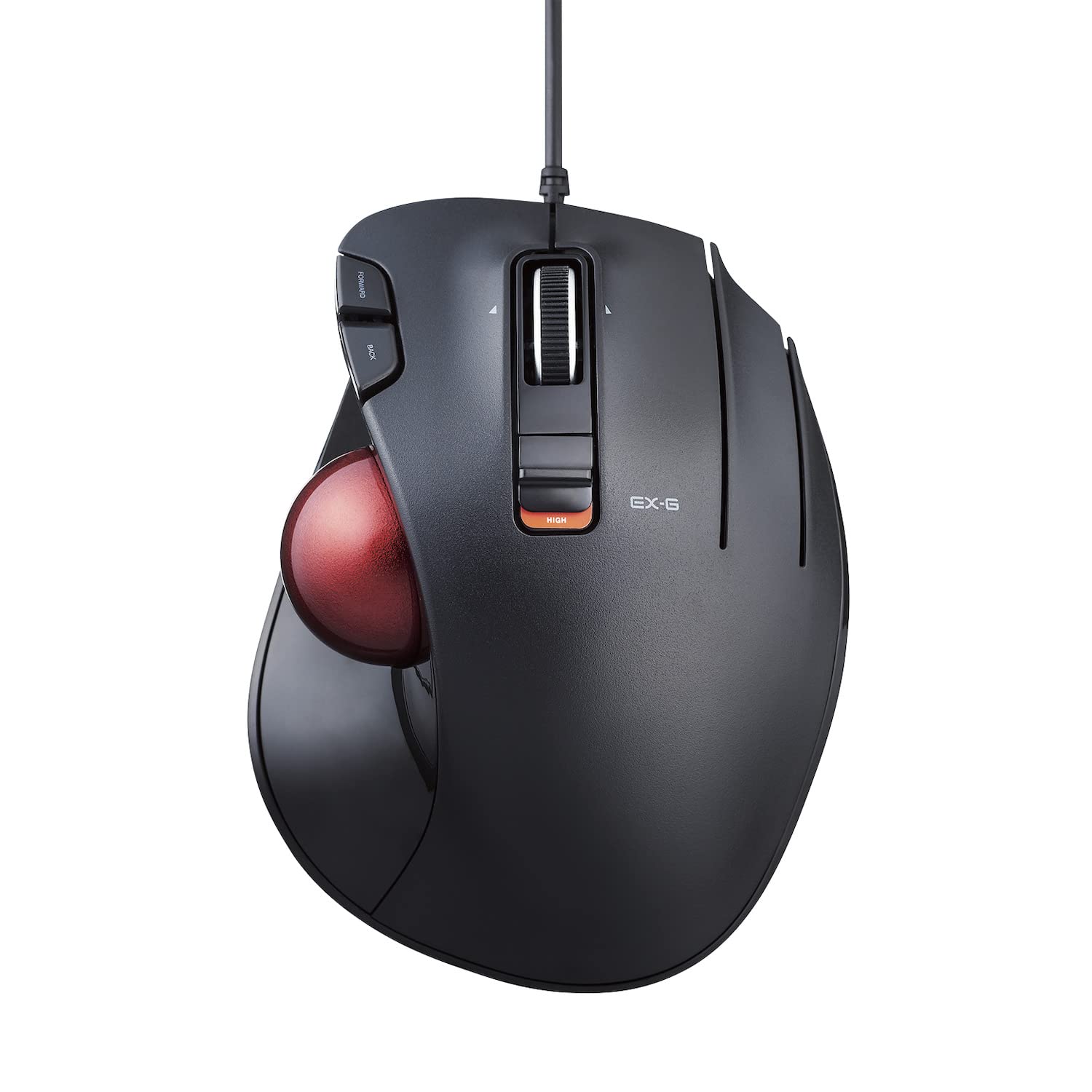 ELECOM EX-G Wired Trackball Mouse, Ergonomic Thumb Control, Smooth Tracking Roller Ball, 6 Programmable Buttons, Tilt Scroll, Computer Mice for PC Mac