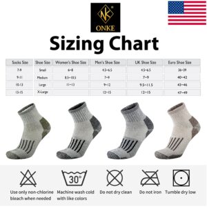 ONKE Merino Wool Low Cut Quarter Socks for Men Outdoor Trail Running Hiking Hiker All Season with Moisture Wicking Control(MixColor1 L)