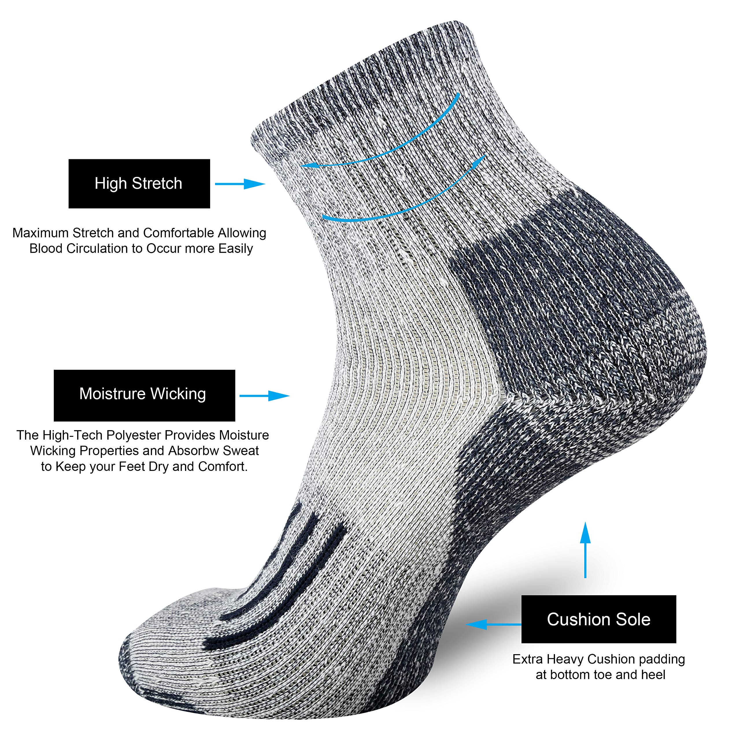 ONKE Merino Wool Low Cut Quarter Socks for Men Outdoor Trail Running Hiking Hiker All Season with Moisture Wicking Control(MixColor1 L)