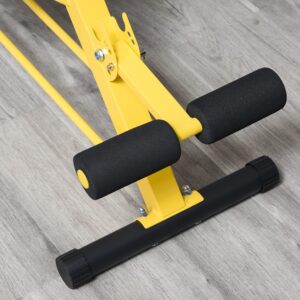 Soozier Adjustable Hyper Extension Dumbbell Weight Bench, Foam Leg Holders, Exercise Abs, Arms, Core, Strength Workout Station for Home Gym, Yellow