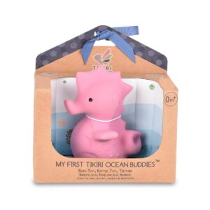 Tikiri Toys Ocean Buddies Sea Horse Natural Rubber Rattle (Pink)