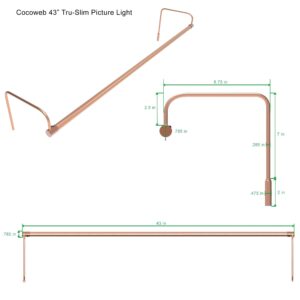 Cocoweb 43" Tru-Slim LED Picture Light in Rose Gold with Non-Dimmable Hardwire Kit with Remote