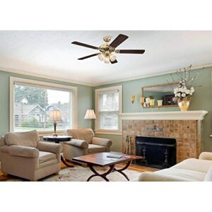 Westinghouse Lighting 7233800 Vintage Indoor Ceiling Fan with Light, 52 Inch, Polished Brass