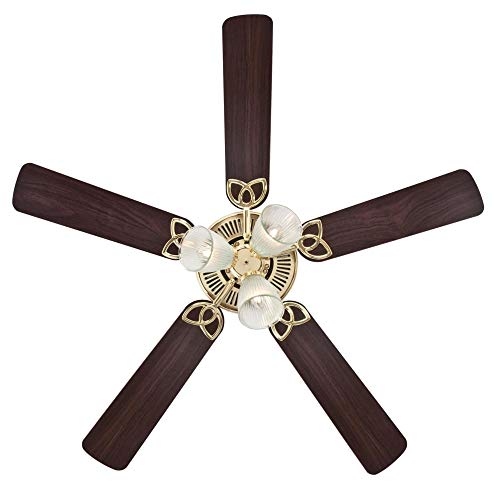 Westinghouse Lighting 7233800 Vintage Indoor Ceiling Fan with Light, 52 Inch, Polished Brass