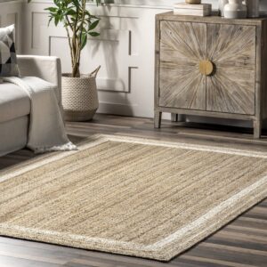 nuLOOM Rikki Coastal Braided Jute Area Rug, 6' Square, Off-white