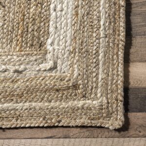 nuLOOM Rikki Coastal Braided Jute Area Rug, 6' Square, Off-white