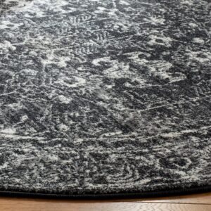 SAFAVIEH Evoke Collection 3' Round Charcoal / Ivory EVK270K Shabby Chic Distressed Non-Shedding Dining Room Entryway Foyer Living Room Bedroom Area Rug