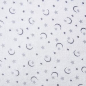 Cozy Fleece Microplush Super Soft Fitted Crib Sheets (Set of 2), Grey/White with Moon & Stars (93CK2FNLFLCP01028x52)