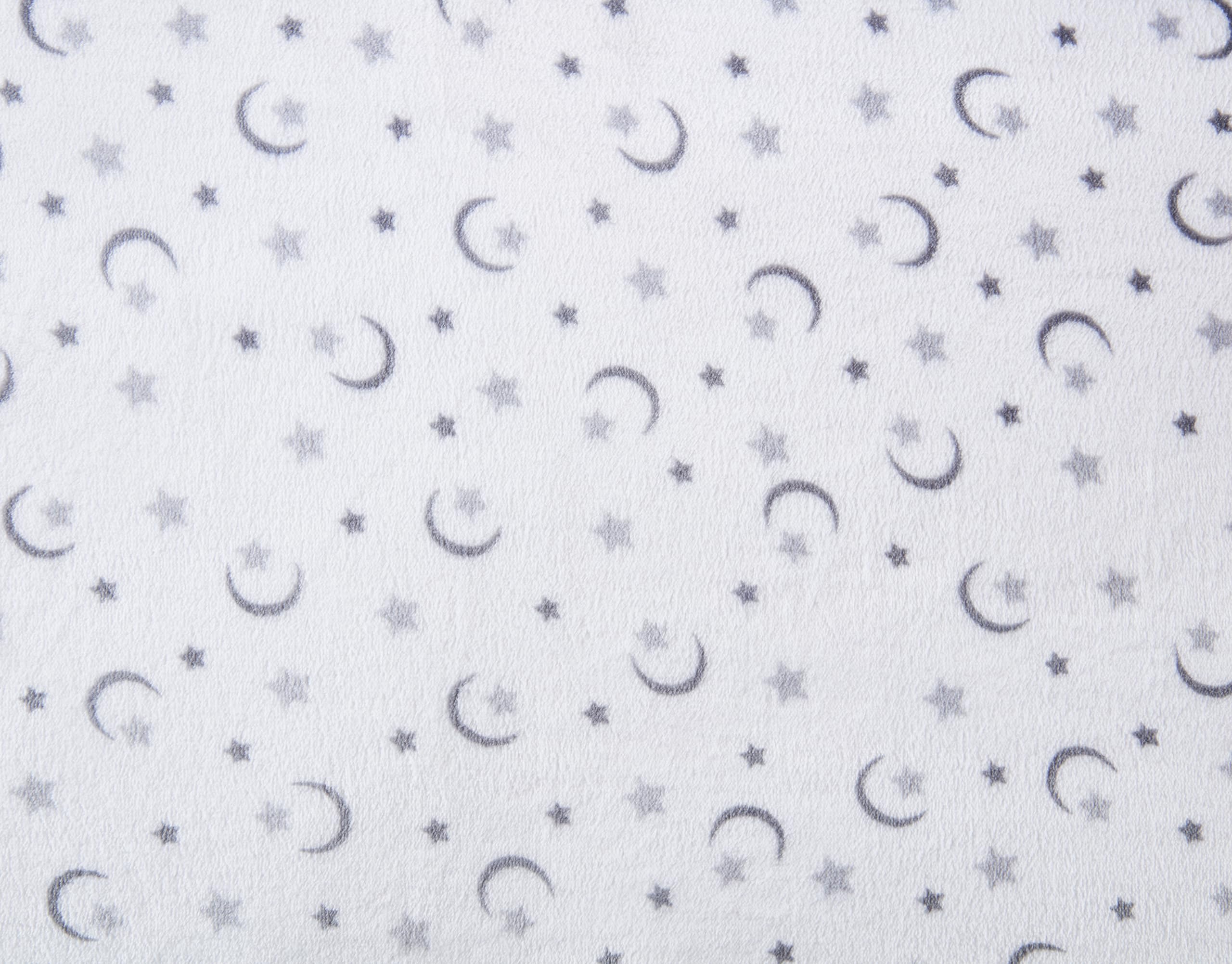 Cozy Fleece Microplush Super Soft Fitted Crib Sheets (Set of 2), Grey/White with Moon & Stars (93CK2FNLFLCP01028x52)