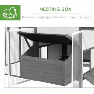 PawHut 100" Chicken Coop Wooden Chicken House Large Rabbit Hutch Poultry Cage Hen Pen Backyard with Double Run, Nesting Box