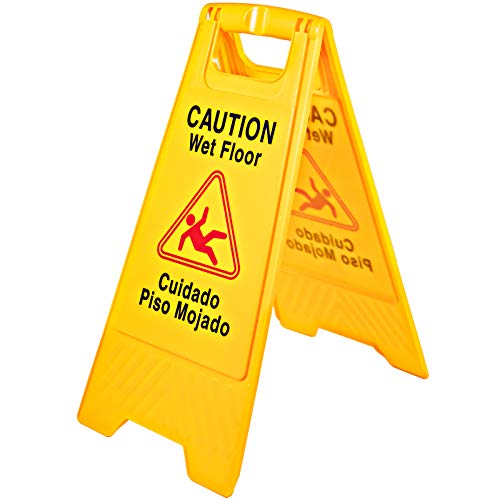 BestEquip 16 Pack Wet Floor Sign, 25" Caution Signs Wet Floor, Fold-Out Wet Floor Sign Bilingual, Double Sided Wet Floor Cones, Wet Sign Floor Sign for Restaurant Restroom Office