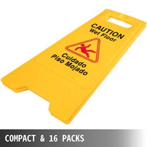 BestEquip 16 Pack Wet Floor Sign, 25" Caution Signs Wet Floor, Fold-Out Wet Floor Sign Bilingual, Double Sided Wet Floor Cones, Wet Sign Floor Sign for Restaurant Restroom Office