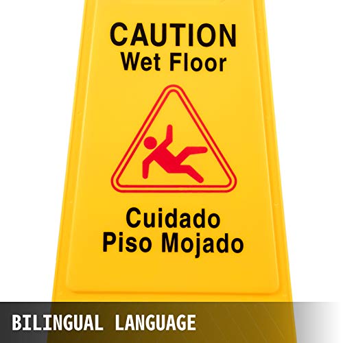 BestEquip 16 Pack Wet Floor Sign, 25" Caution Signs Wet Floor, Fold-Out Wet Floor Sign Bilingual, Double Sided Wet Floor Cones, Wet Sign Floor Sign for Restaurant Restroom Office