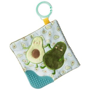 mary meyer crinkle teether toy with baby paper and squeaker, 6 x 6-inches, yummy avocado (44141)