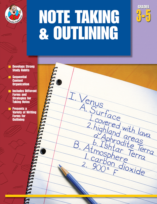 Carson Dellosa | Note Taking & Outlining Workbook | Grades 3–5, Printable