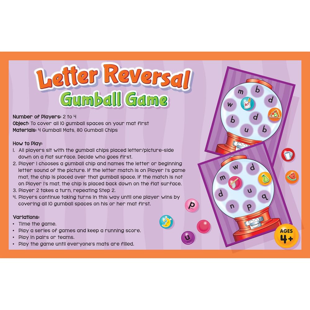 Really Good Stuff - 165642 Letter Reversal Gumball Game - 2 to 4 Players