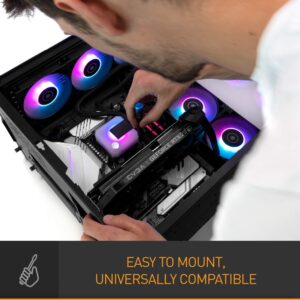 EK AIO 360mm, D-RGB All-in-One CPU Cooler with EK-Vardar High-Performance PMW Fans, Water Cooling Computer Parts, 120mm Fan, Intel 115X/1200/2066, AMD AM4