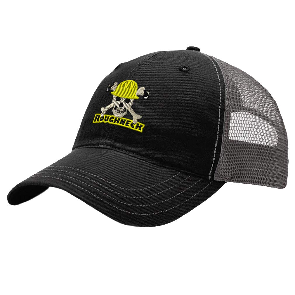 Richardson Trucker Mesh Hat Roughneck Oilfield Embroidery Cotton Dad Hats for Men & Women Snapback Black Charcoal