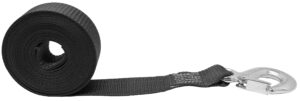 customtiedowns 1.5 inch x 16 foot replacement boat winch strap, boat hook on one end, 1 inch loop opening on the opposite end for attachment to winch. (black)