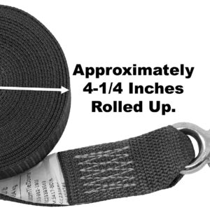 CustomTieDowns 1.5 Inch x 16 Foot Replacement Boat Winch Strap, Boat Hook On One End, 1 Inch Loop Opening On The Opposite End for Attachment to Winch. (Black)