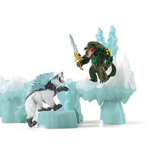 Schleich Eldrador Creatures, Mythical Creatures Toys for Kids, Attack on Ice Fortress Set with Ice Monster and Jungle Monster Action Figures, Ages 7+