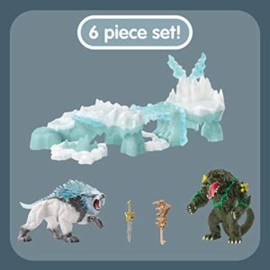 Schleich Eldrador Creatures, Mythical Creatures Toys for Kids, Attack on Ice Fortress Set with Ice Monster and Jungle Monster Action Figures, Ages 7+