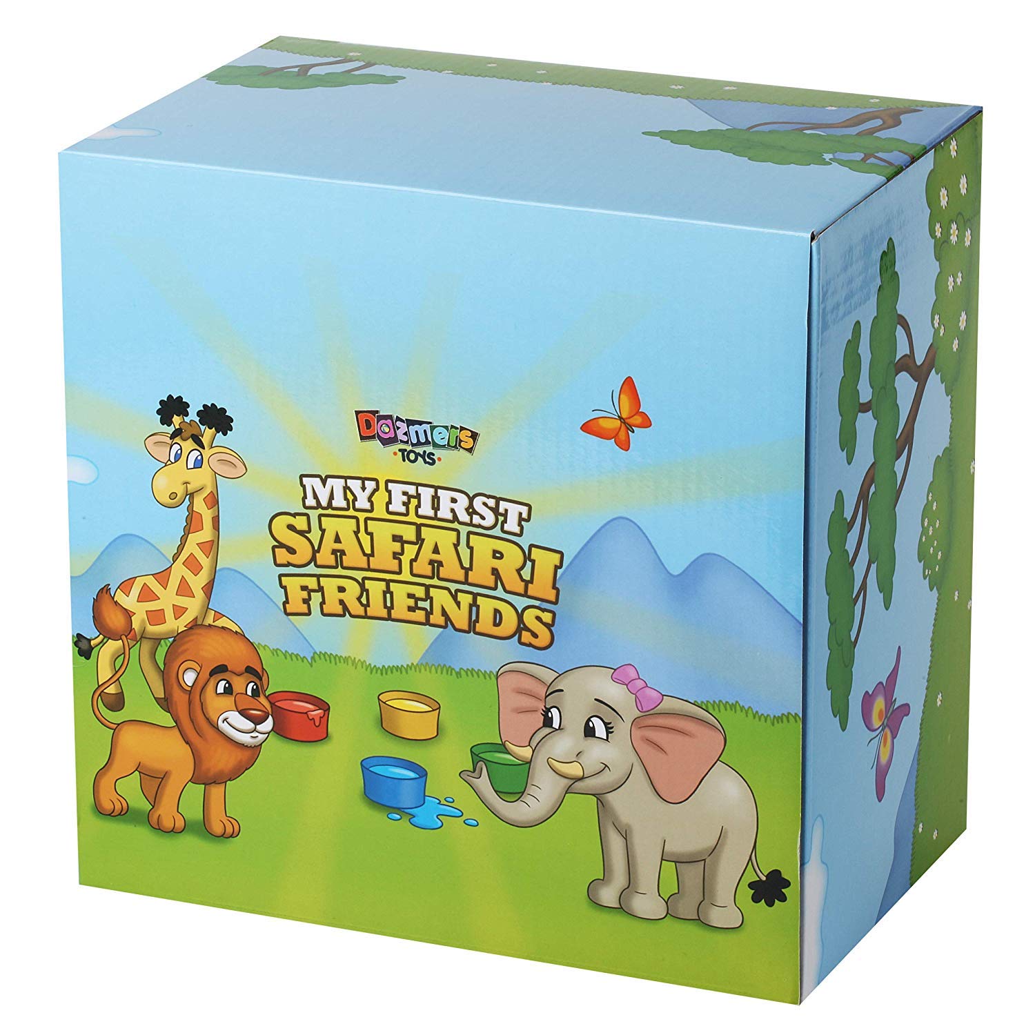 Safari Animals Plush and Book Set - Stuffed Animals of 3 Savanna Animals Storybook- 12” Set Includes Lion, Giraffe and Elephant Colorful Children Book