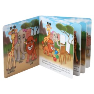 Safari Animals Plush and Book Set - Stuffed Animals of 3 Savanna Animals Storybook- 12” Set Includes Lion, Giraffe and Elephant Colorful Children Book