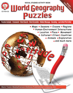 mark twain | world geography puzzles workbook | grades 6–12, printable