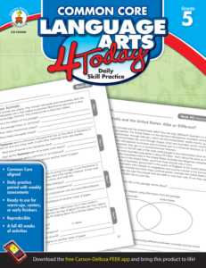 carson dellosa | common core language arts 4 today workbook | grade 5, printable