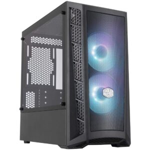 cooler master masterbox mb311l argb airflow micro-atx tower with dual argb fans, fine mesh front panel, mesh intake vents, tempered glass side panel & argb lighting system