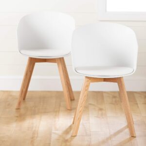 South Shore Flam Dining Chairs, 2, White and Wood