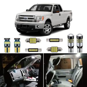 autogine white interior led lights kit for ford f150 f-150 2009 2010 2011 2012 2013 2014 super bright 6000k interior led light bulbs package + install tool