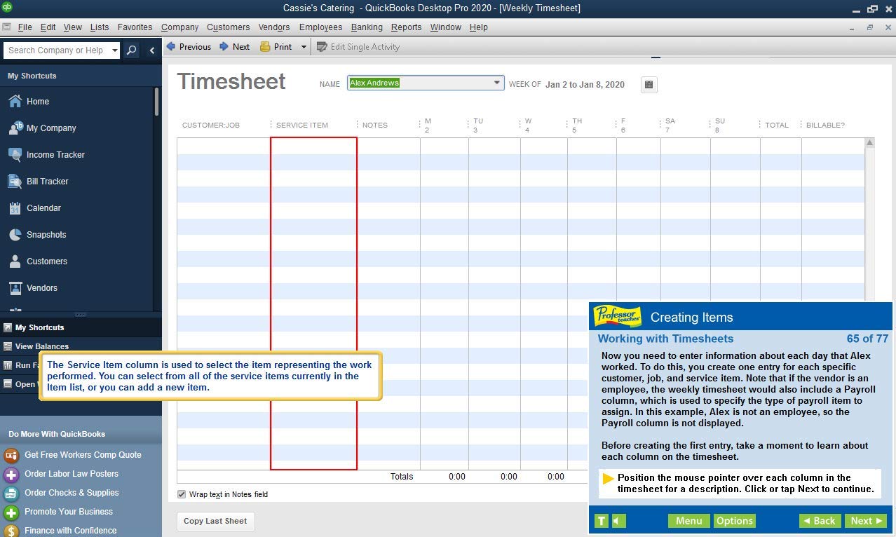 Professor Teaches QuickBooks 2020