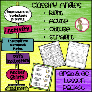 angles / classifying angles / differentiated / grab & go lesson packet / acute / obtuse / right / straight / geometry