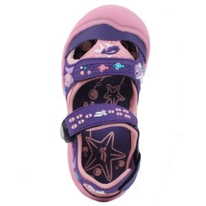 Gold Pigeon Shoes Magnetic Closure Kids Closed Toe Sandals for Girl: 7610 Purple Pink, EU31 (Little Kid Size 1-1.5)