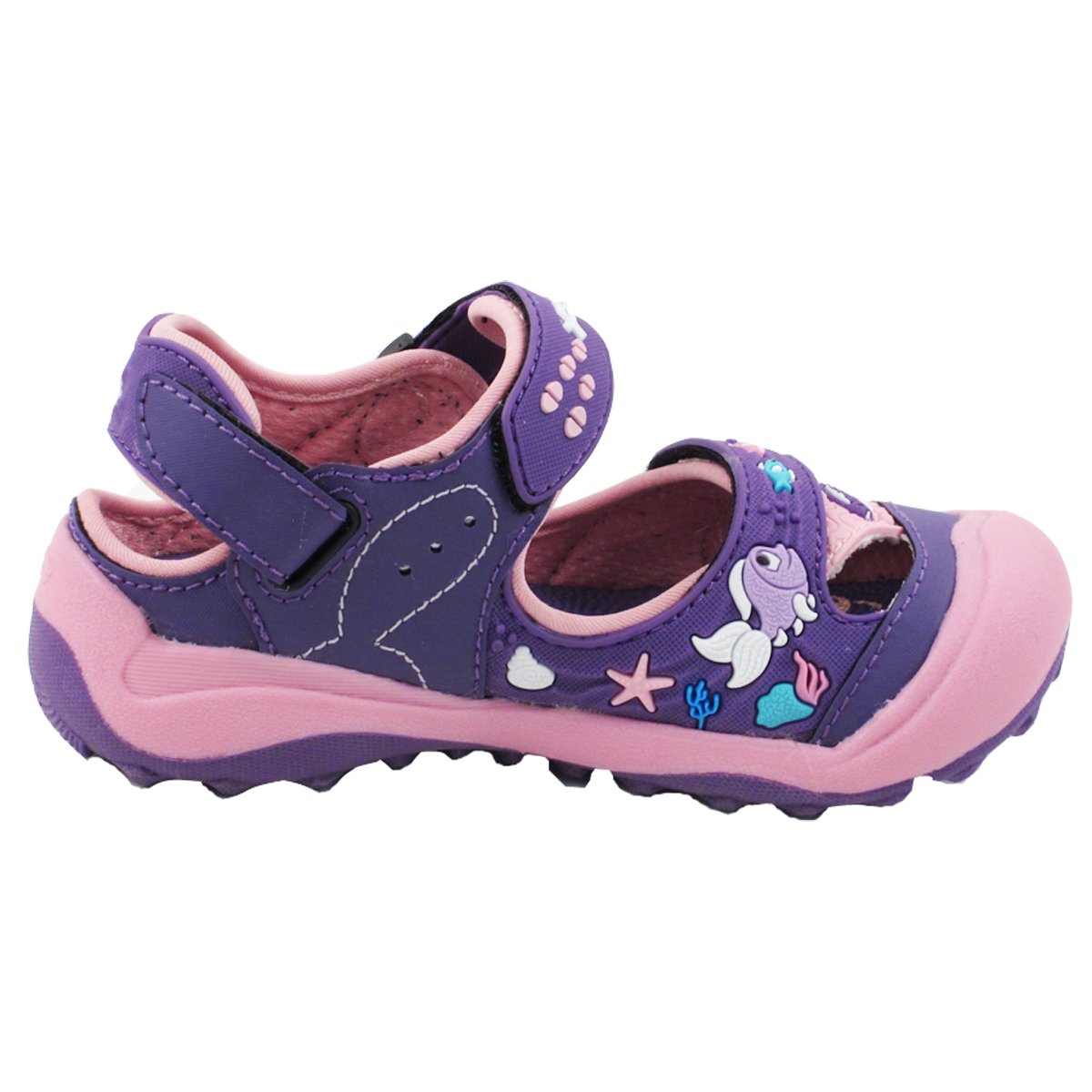 Gold Pigeon Shoes Magnetic Closure Kids Closed Toe Sandals for Girl: 7610 Purple Pink, EU31 (Little Kid Size 1-1.5)