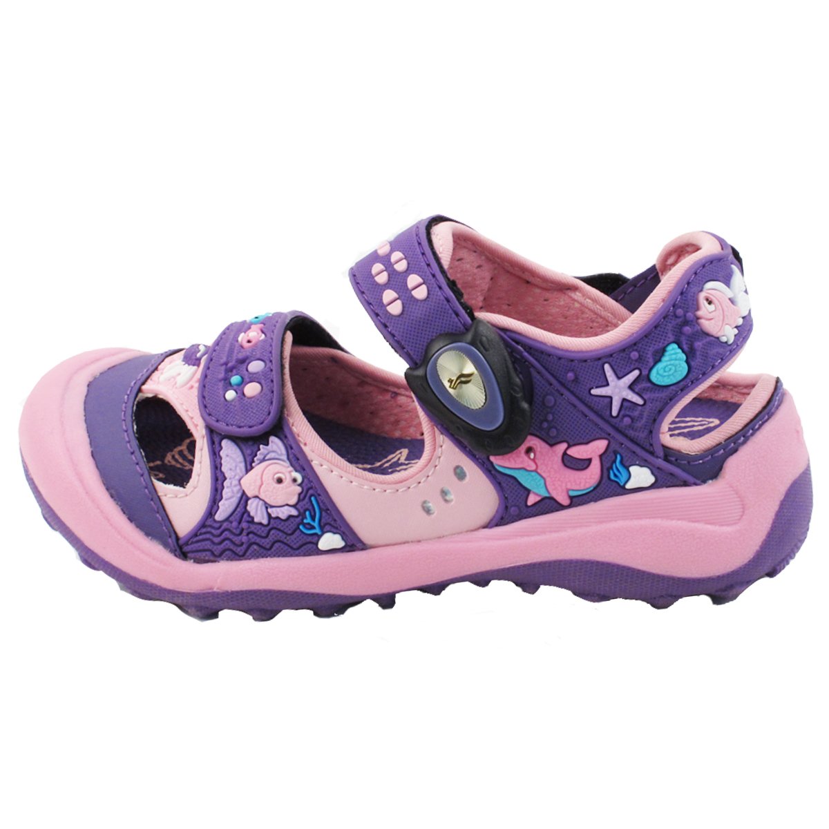 Gold Pigeon Shoes Magnetic Closure Kids Closed Toe Sandals for Girl: 7610 Purple Pink, EU31 (Little Kid Size 1-1.5)