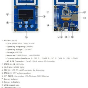 waveshare ST25R3911B NFC Development Kit with AT32F413RCT7 Controller NFC Reader OLED Display Supports Multi NFC Protocols