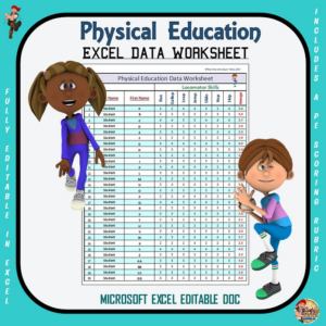 physical education excel data worksheet- editable