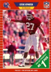 1989 pro set football #492 steve atwater rc rookie card denver broncos the official card of the nfl