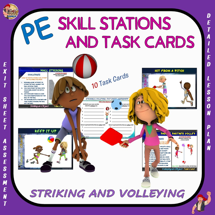 PE Skill Stations and Task Cards- “Striking and Volleying”