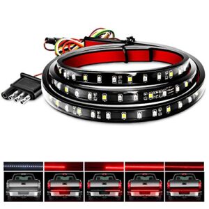 nilight 48”/49” led tailgate light strip 90 led red/white for running light brake / turn signal / reverse light，2 years warranty