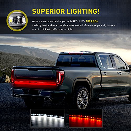 Nilight 48”/49” LED Tailgate Light Strip 90 LED Red/White for Running Light Brake / Turn Signal / Reverse Light，2 Years Warranty