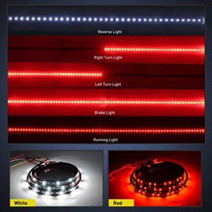 Nilight 48”/49” LED Tailgate Light Strip 90 LED Red/White for Running Light Brake / Turn Signal / Reverse Light，2 Years Warranty