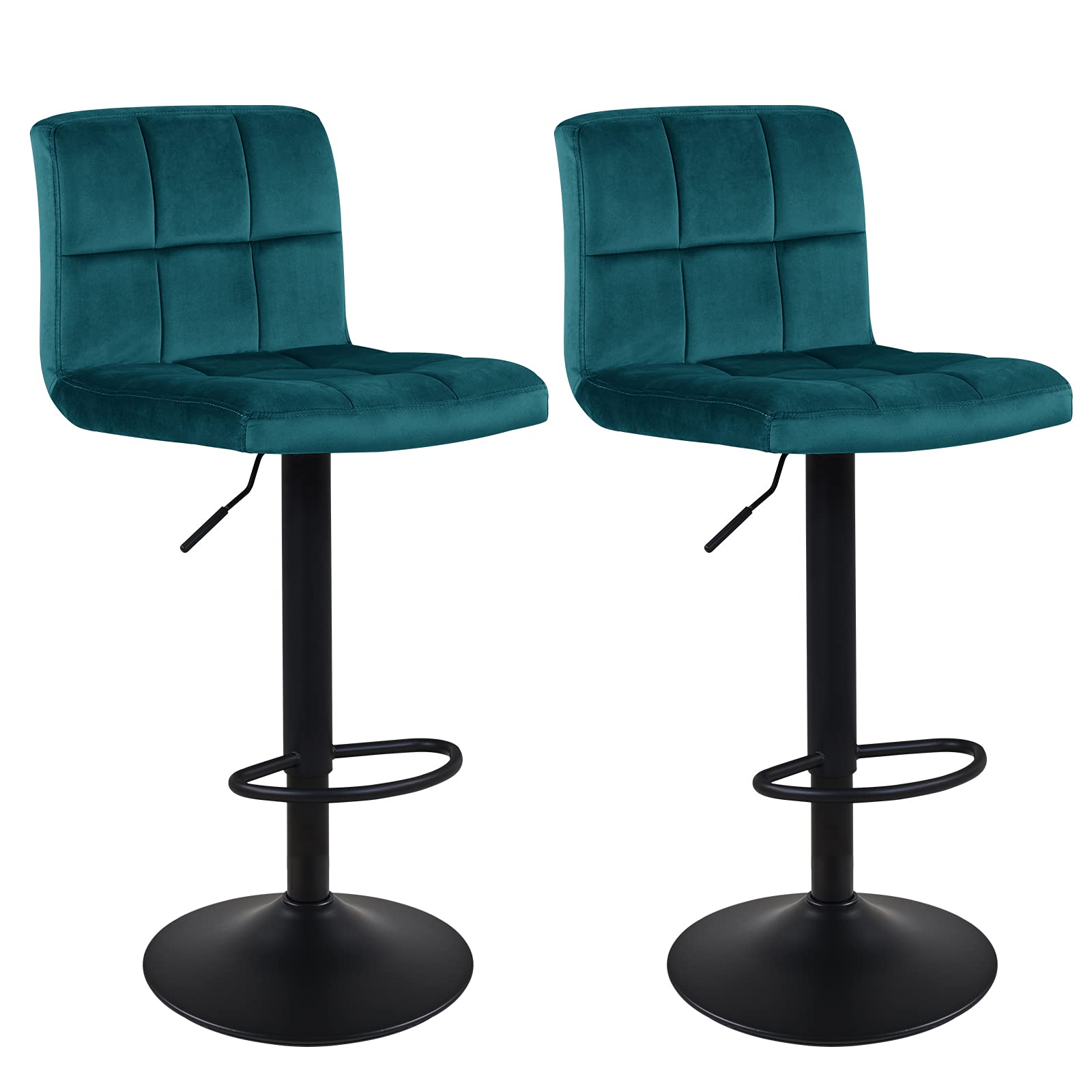 DUHOME Large Size Bar Chairs Set of 2,Adjustable Barstools Seat Made of Velvet Suitable for Restaurants Kitchens Living Rooms Diningroom Entertainment Rooms Offices Cafes Atrovirens